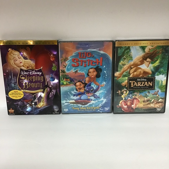 Disney | Other | Lot Of 3 Kids Disney Dvd New Tarzan Sleeping Beauty ...